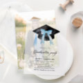 Modern Elegant Trendy Stylish Blue Bow Graduation Vellum Invitations ...