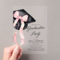 Modern Elegant Trendy Stylish Pink Bow Graduation Acrylic Invitations ...