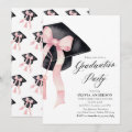 Modern Elegant Trendy Stylish Pink Bow Graduation Invitation | Zazzle