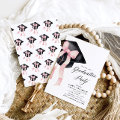 Modern Elegant Trendy Stylish Pink Bow Graduation Invitation | Zazzle