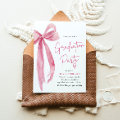 Modern Elegant Trendy Stylish Pink Bow Graduation Invitation | Zazzle