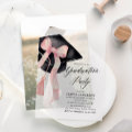 Modern Elegant Trendy Stylish Pink Bow Graduation Vellum Invitations ...