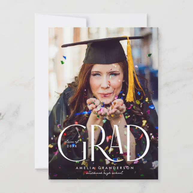 Modern Elegant Type Graduation Photo Budget Invitation | Zazzle