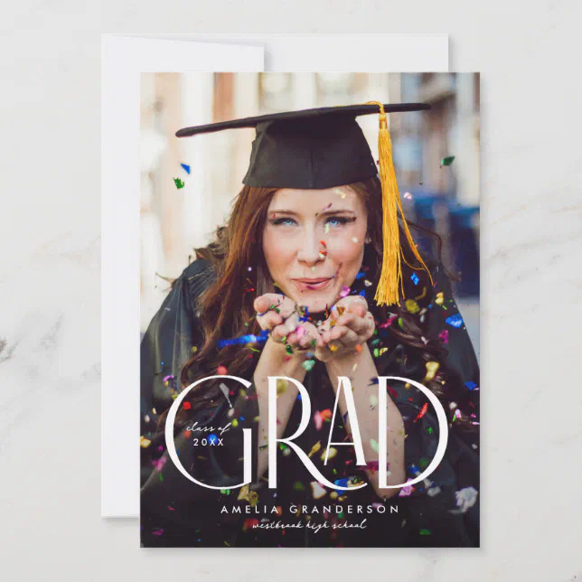 Modern Elegant Type Photo Graduation Invitation | Zazzle