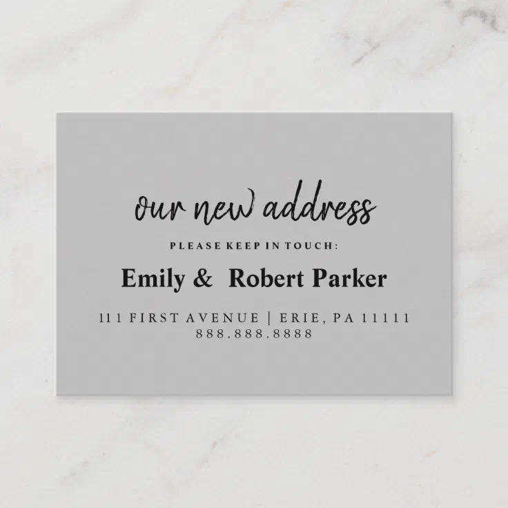 Modern Elegant Typography New Address Enclosure Card | Zazzle