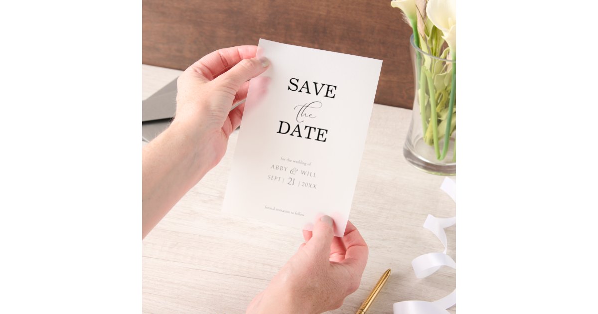 Modern Elegant Typography Save the Date Overlay Vellum Invitations | Zazzle
