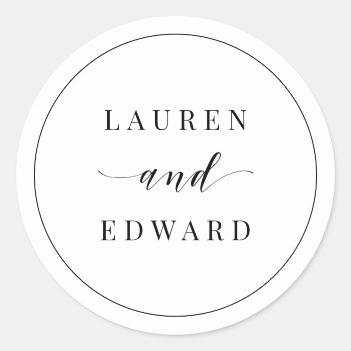 Modern Elegant Typography Wedding Monogram Classic Round Sticker | Zazzle