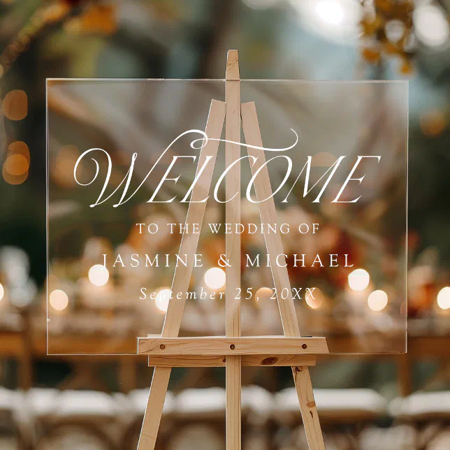 Modern Elegant Typography Wedding Welcome Acrylic Sign | Zazzle
