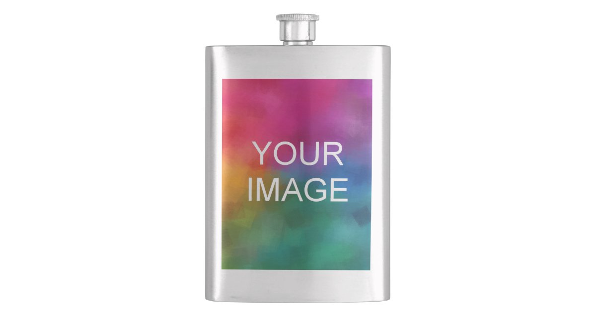 Modern Elegant Upload Your Image Photo Or Logo Flask | Zazzle