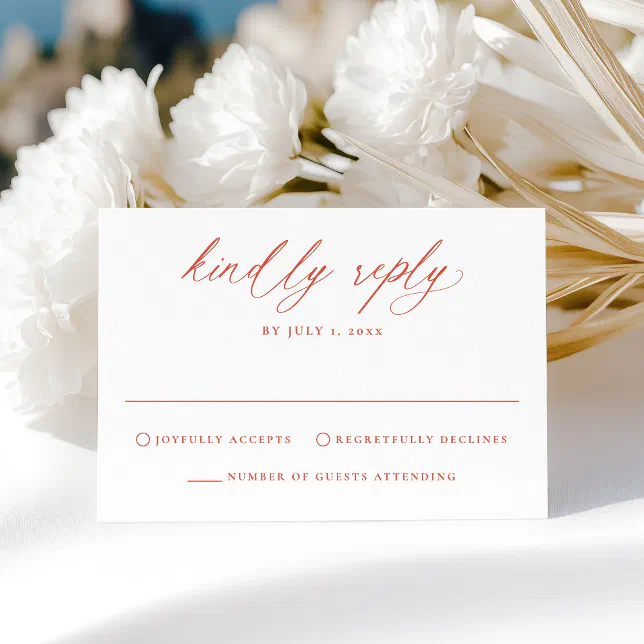 Modern Elegant Verona Sunset Calligraphy Wedding RSVP Card | Zazzle