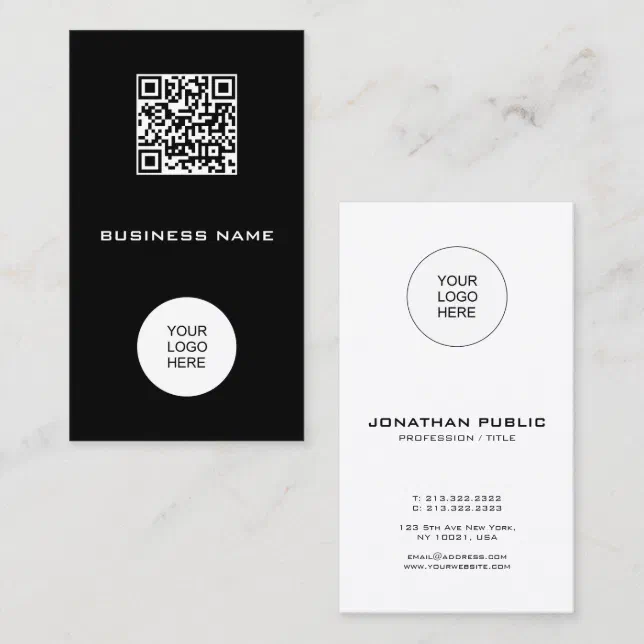 Modern Elegant Vertical Template Barcode QR Code Business Card | Zazzle