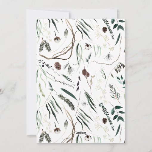 Modern elegant watercolor botanical typography Holiday Card | Zazzle