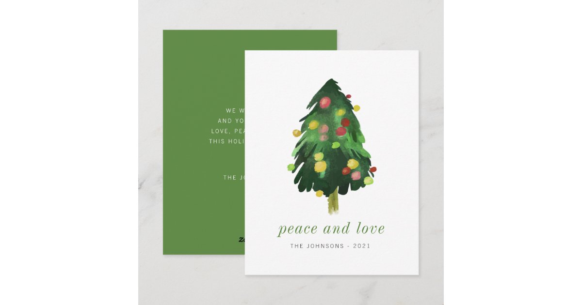 Modern Elegant Watercolor Christmas Pine Tree Holiday Card | Zazzle