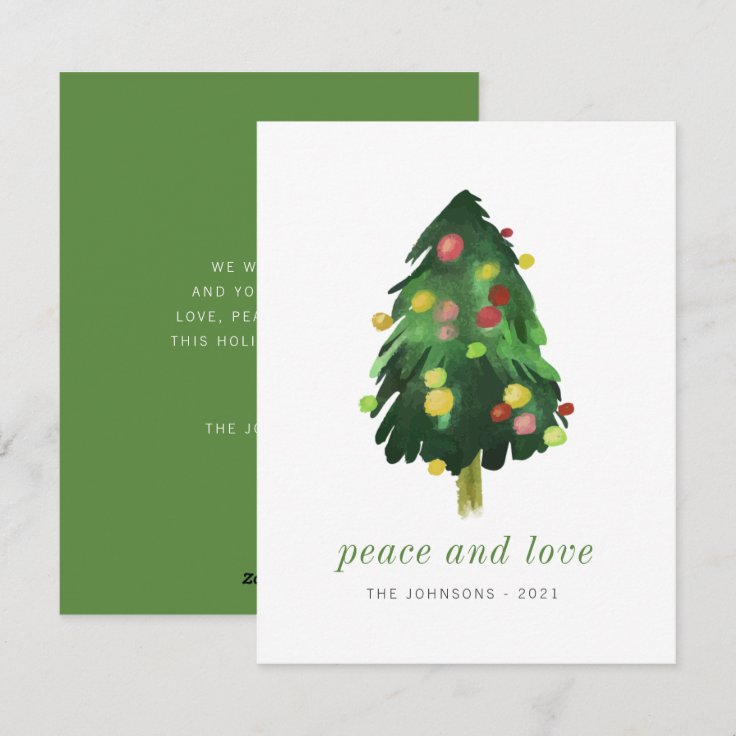 Modern Elegant Watercolor Christmas Pine Tree Holiday Card | Zazzle