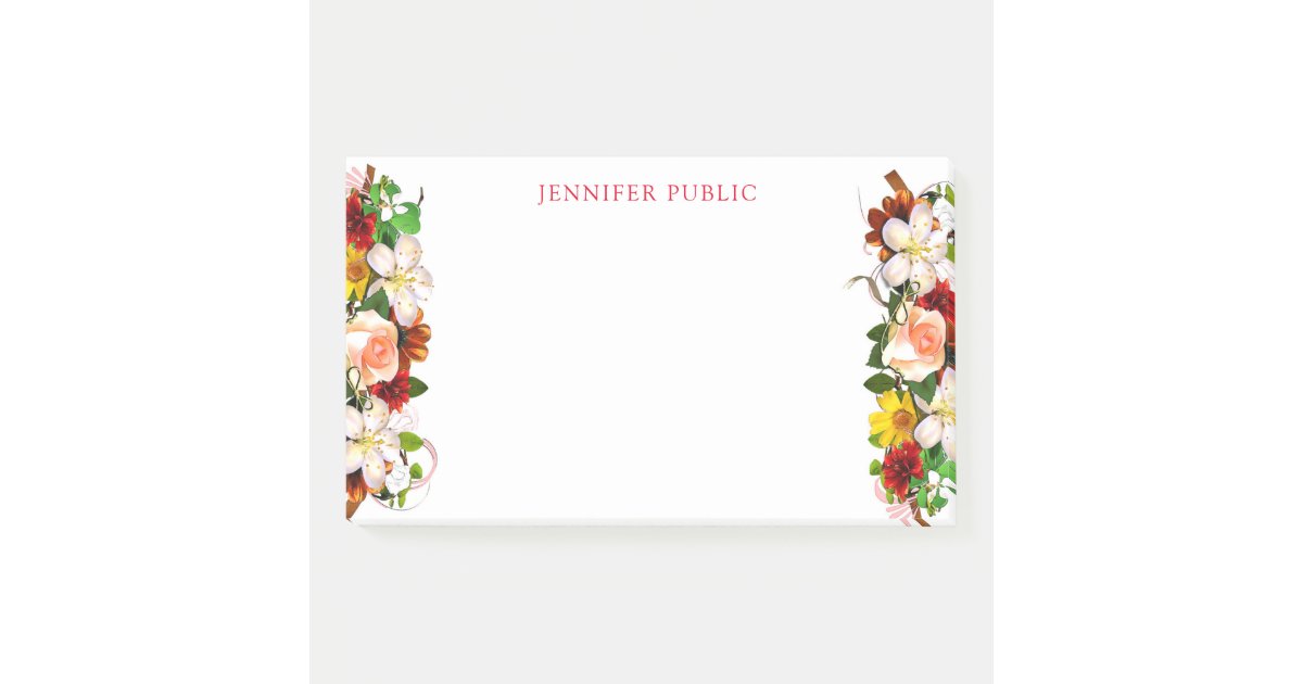 Modern Elegant Watercolor Floral Template Flowers Post-it Notes | Zazzle