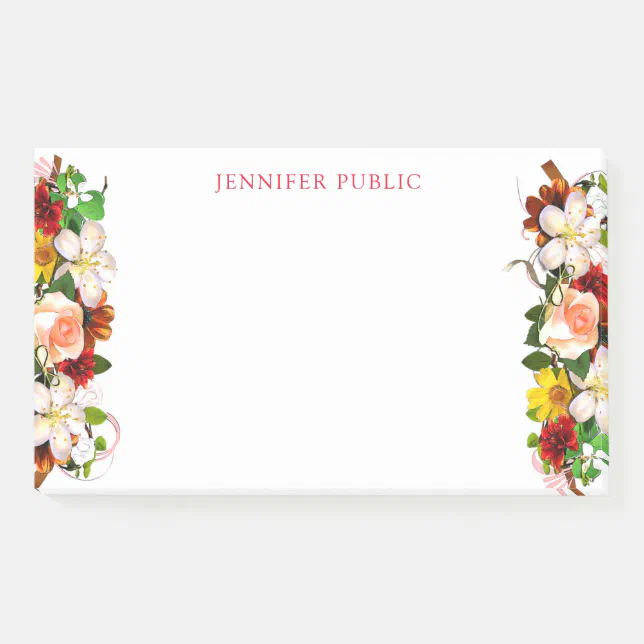 Modern Elegant Watercolor Floral Template Flowers Post-it Notes | Zazzle