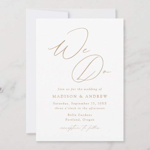 Modern Elegant We Do Gold Script Wedding Invitation | Zazzle