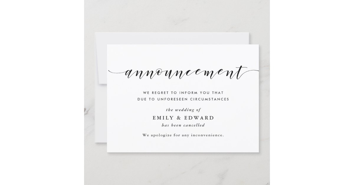 Modern Elegant Wedding Cancellation Announcement | Zazzle.com