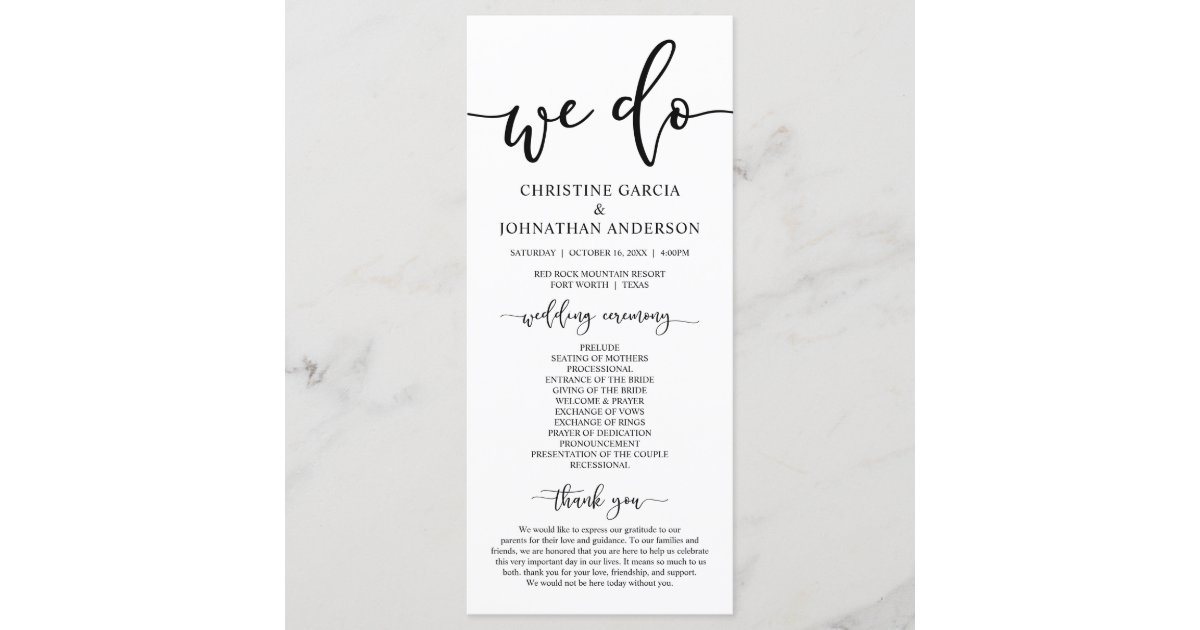 Modern elegant, Wedding Ceremony Program | Zazzle