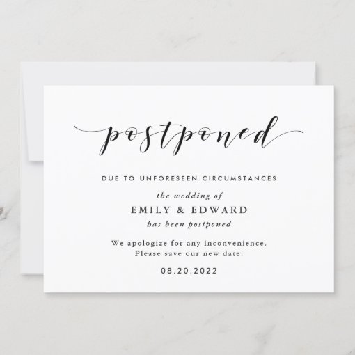 Modern Elegant Wedding Change the Date Invitation | Zazzle