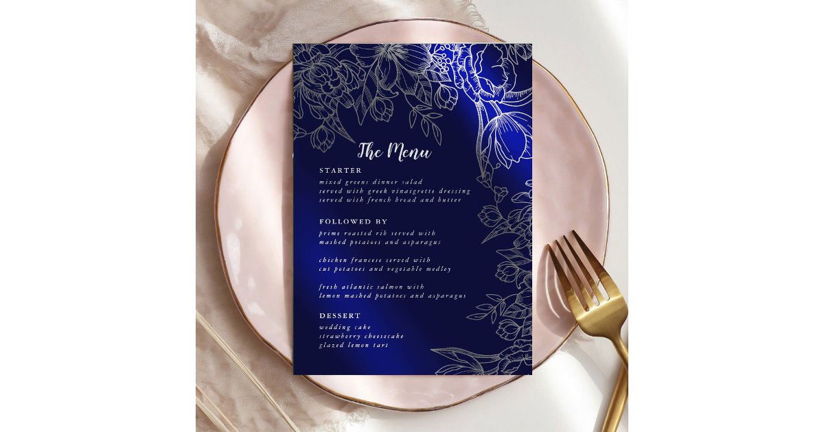 Modern Elegant Wedding Menu Cards | Zazzle