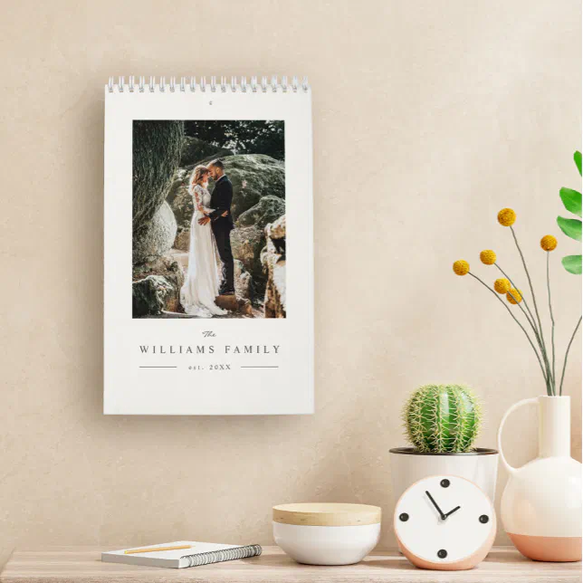 Modern Elegant Wedding Newlyweds Photo Calendar | Zazzle