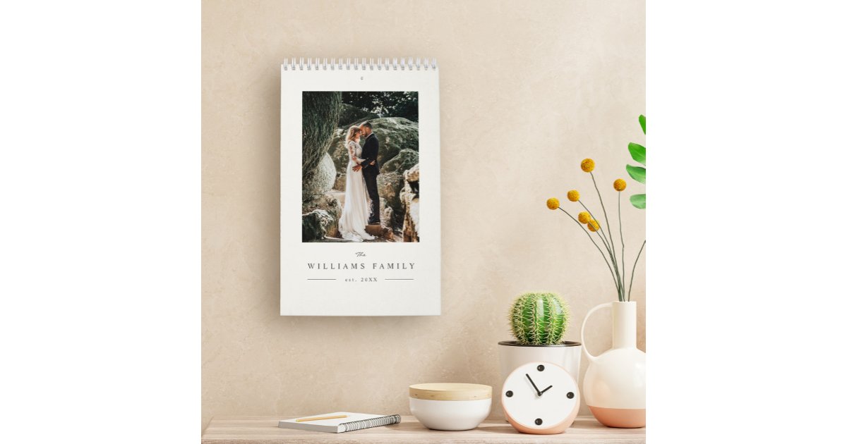 Modern Elegant Wedding Newlyweds Photo Calendar | Zazzle