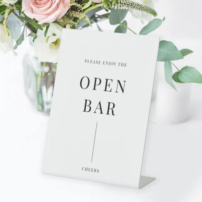 Modern Elegant Wedding Open Bar Pedestal Sign | Zazzle