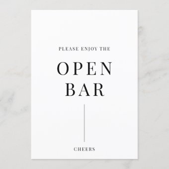 Modern Elegant Wedding Open Bar Sign | Zazzle