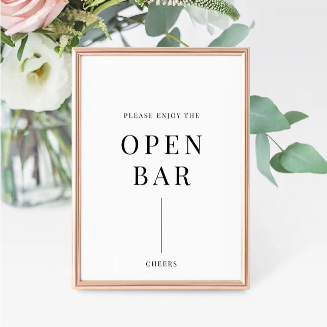 Modern Elegant Wedding Open Bar Sign | Zazzle