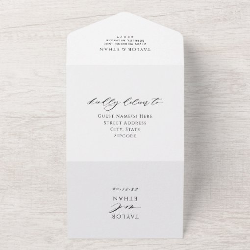 Modern Elegant Wedding Photo QR Code All In One Invitation | Zazzle