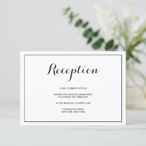 Modern Elegant Wedding Reception Card | Zazzle