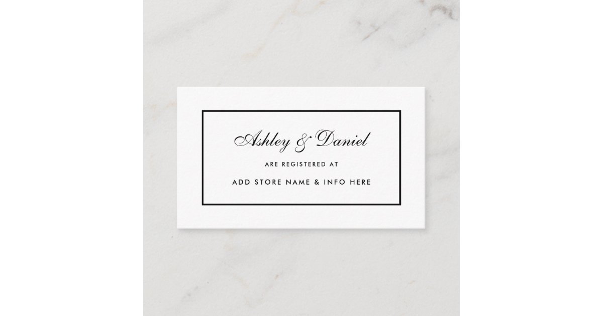 Modern Elegant Wedding Registry Insert Card BW | Zazzle