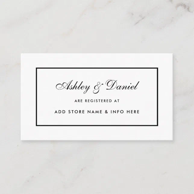 Modern Elegant Wedding Registry Insert Card BW | Zazzle