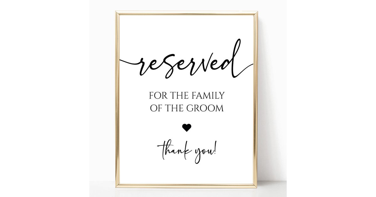Modern Elegant Wedding Reserved Seating Table Sign | Zazzle
