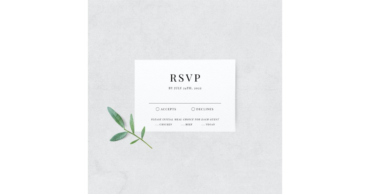 Modern Elegant Wedding RSVP Horizontal Card | Zazzle