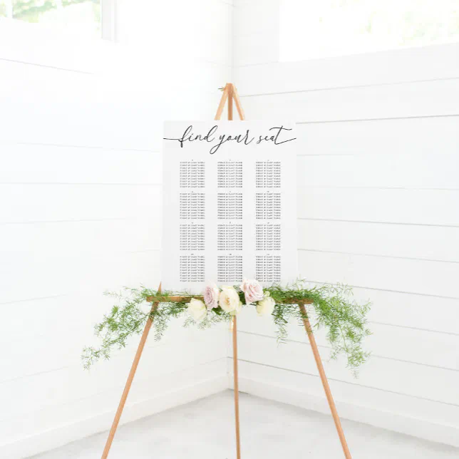 Modern Elegant Wedding Seating Chart for 12 Tables Foam Board | Zazzle