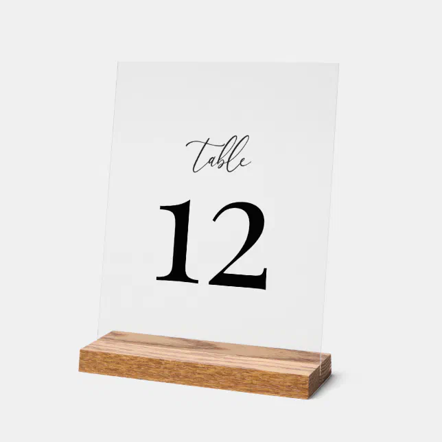 Modern Elegant Wedding Table Number Acrylic Sign | Zazzle
