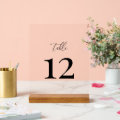 Modern Elegant Wedding Table Number Acrylic Sign | Zazzle