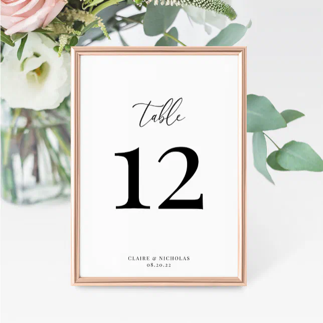 Modern Elegant Wedding Table Number Card | Zazzle