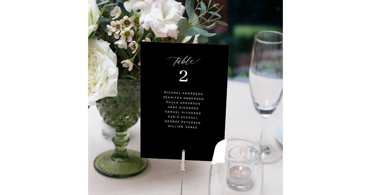 Modern elegant wedding table seating chart card | Zazzle