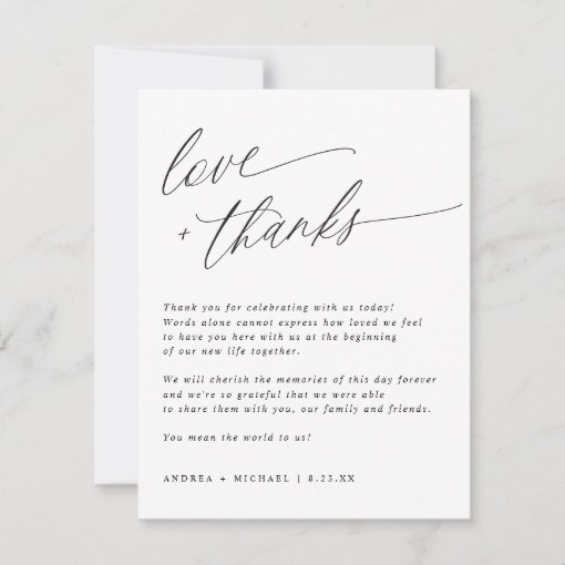 Modern Elegant Wedding Table Thank You Card | Zazzle