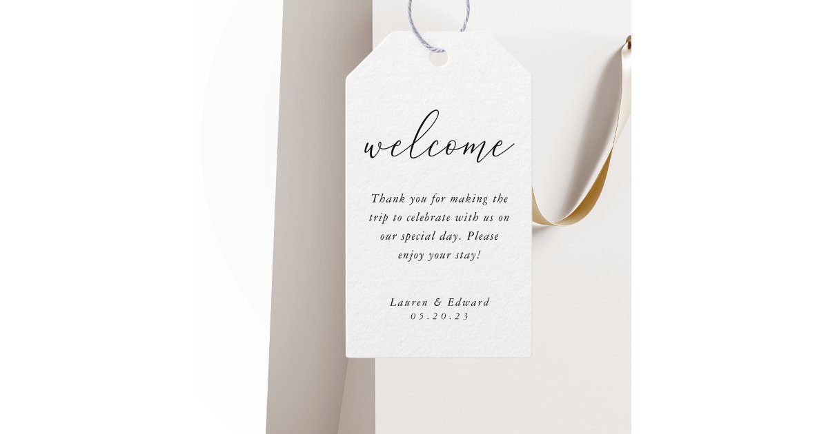 Modern Elegant Wedding Welcome Gift Tags | Zazzle