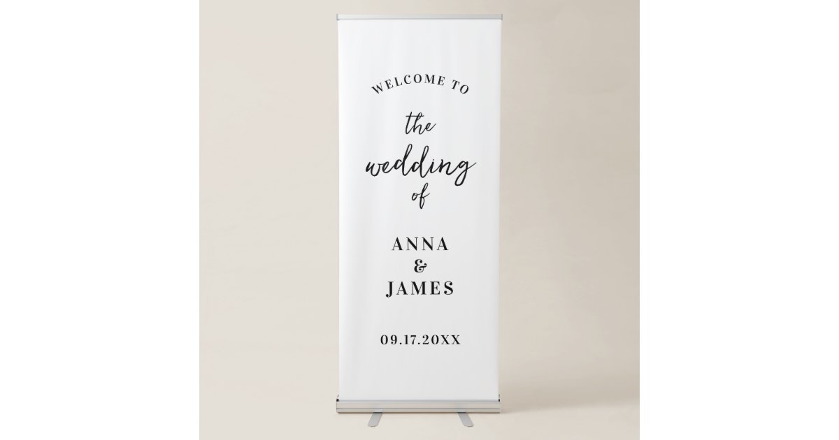 Modern Elegant Wedding Welcome Retractable Banner | Zazzle