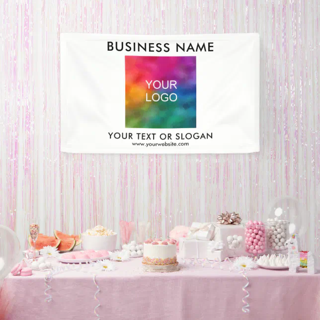 Modern Elegant White Business Logo Custom Template Banner | Zazzle