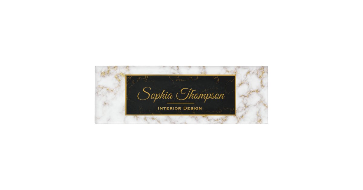Modern Elegant White Gold Marble Name - Name Tag | Zazzle