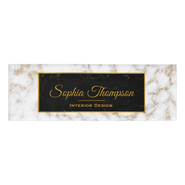 Modern Elegant White Gold Marble Name - Name Tag | Zazzle