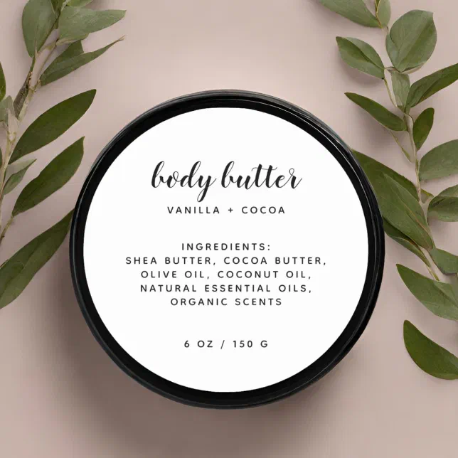 Modern elegant white ingredients list classic round sticker | Zazzle