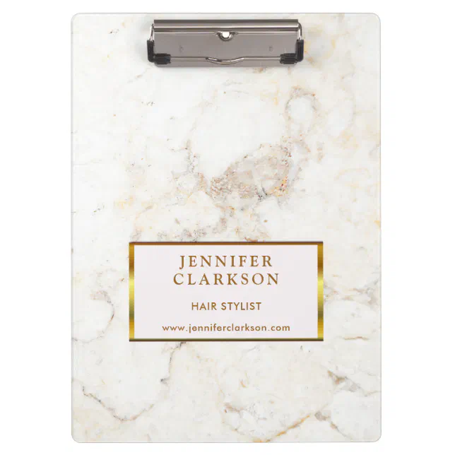 Modern elegant white marble professional clipboard | Zazzle