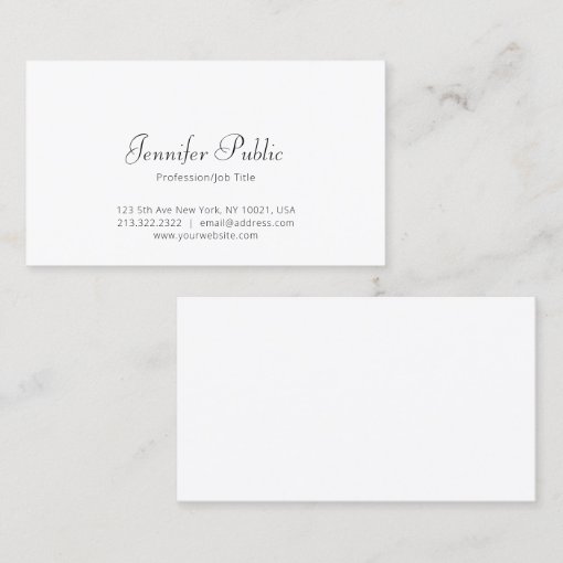 Modern Elegant White Simple Professional Template Business Card | Zazzle